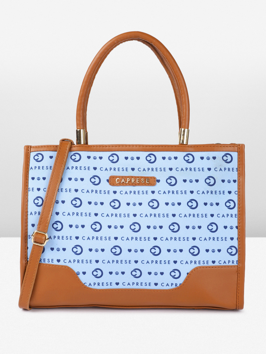 Buy Caprese Peace Brand Logo Printed Structured Handheld Bag - Handbags ...