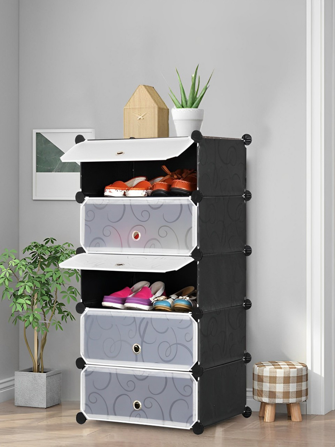 Buy KriShyam Black 5 Layer Portable Shoe Rack Organizer - Shoe Rack for ...