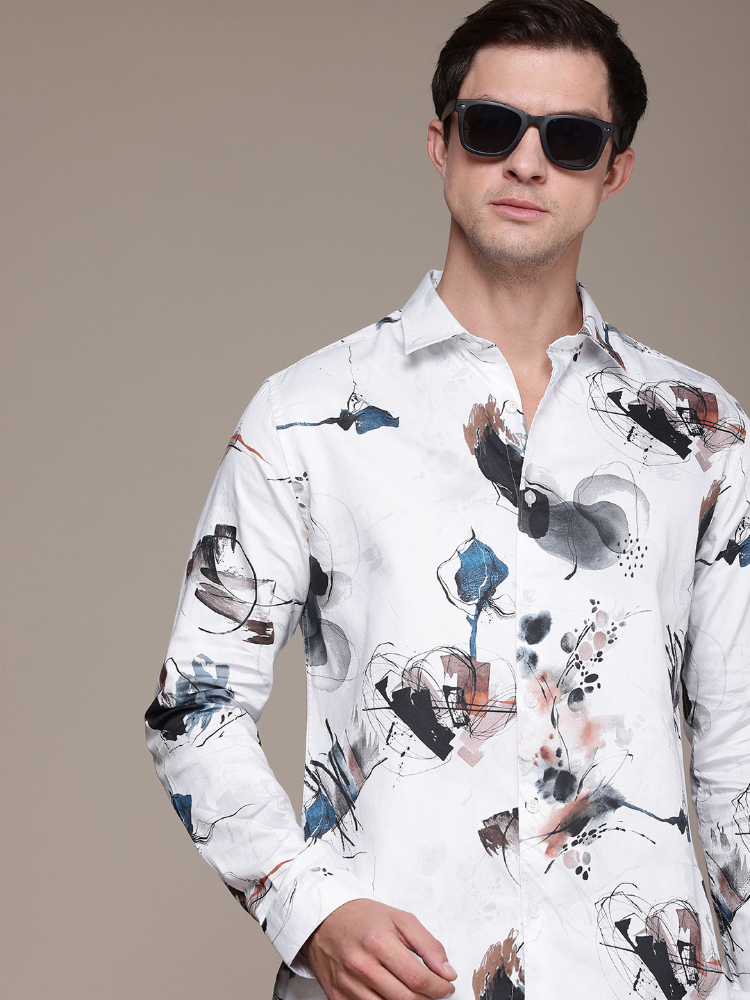 Buy French Connection Slim Fit Floral Printed Pure Cotton Casual Shirt ...