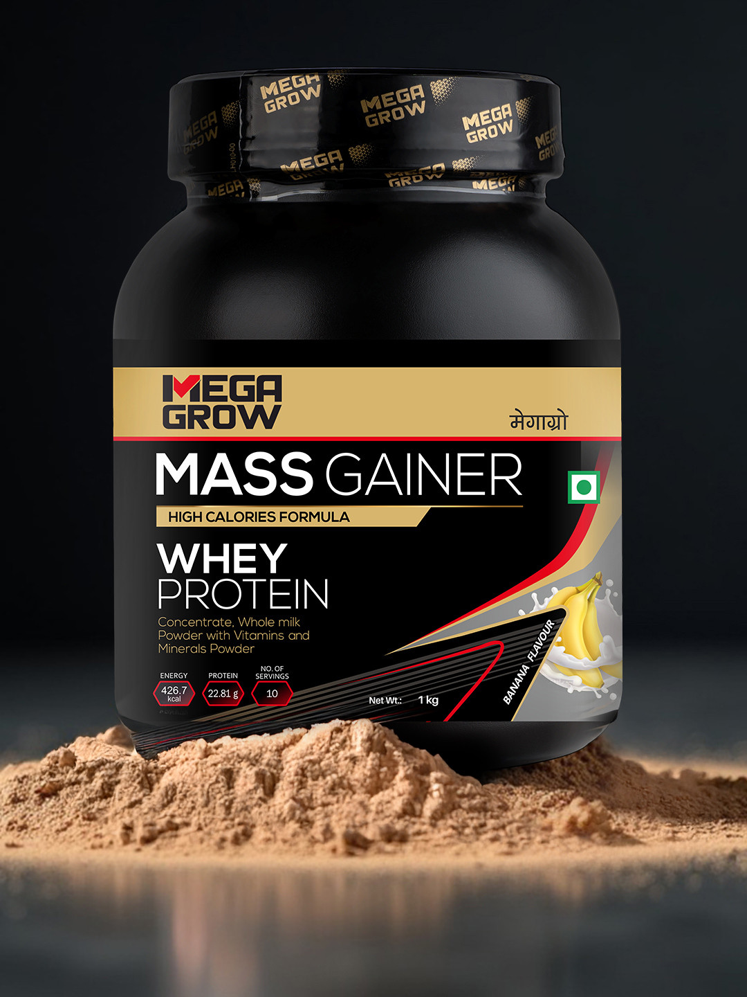Buy Megagrow Whey Protein Mass Gainer With Shaker 1Kg Banana Flavor ...