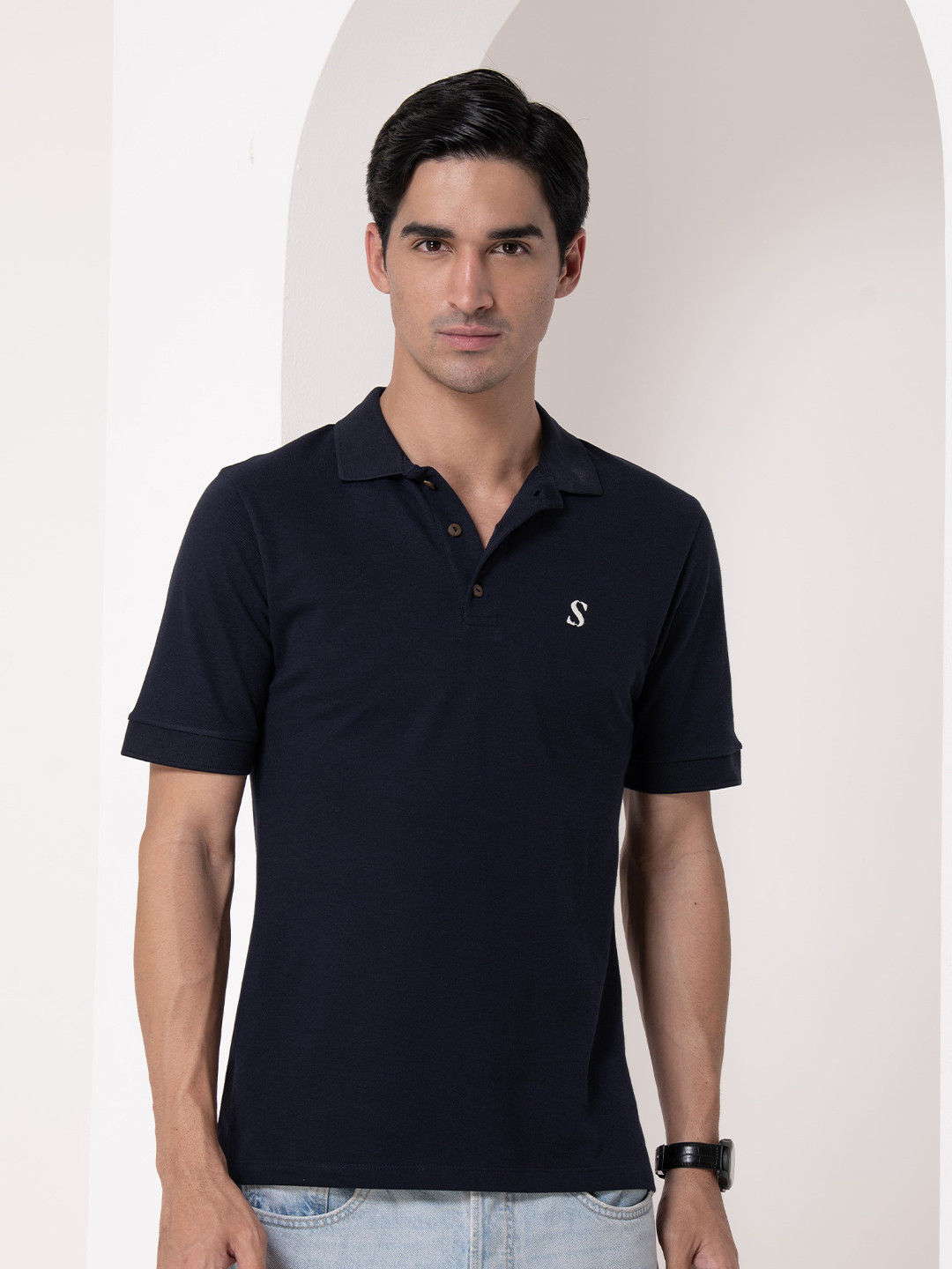 Buy HOUSE OF S Men Solid Polo Collar Cotton T Shirt - Tshirts for Men ...