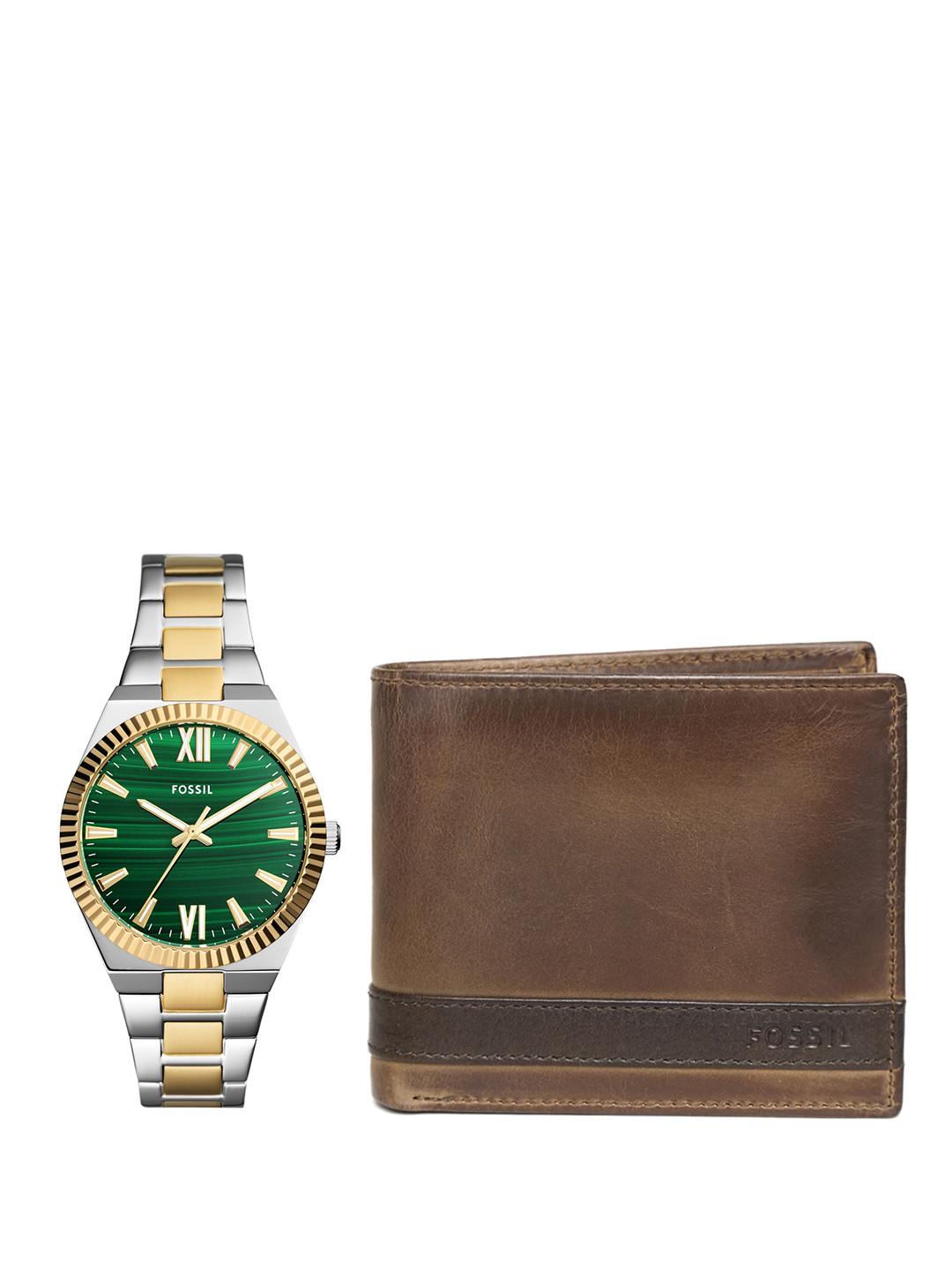 Buy Fossil Unisex Set Of 2 Two Fold Wallet With Analogue Watch ES5334 ...