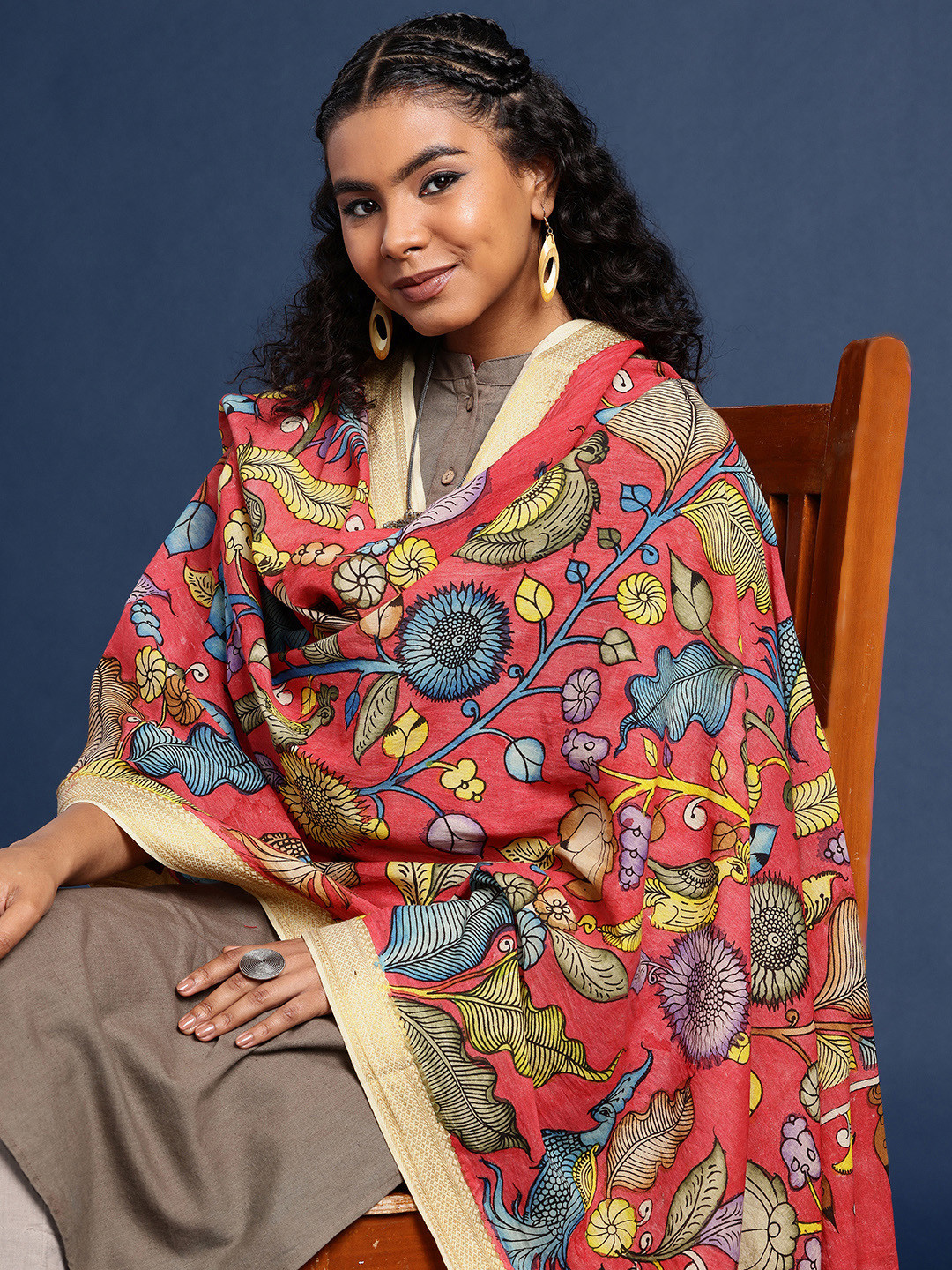 Buy Taavi Hand Painted Kalamkari Dupatta - Dupatta for Women 30441061 ...