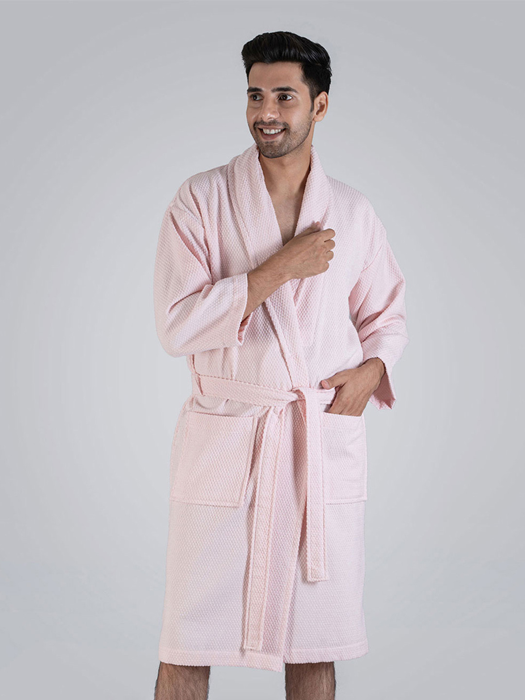Buy MYTRIDENT Urban Comfort Unisex Pink 240 GSM Pure Cotton Bath Robe ...