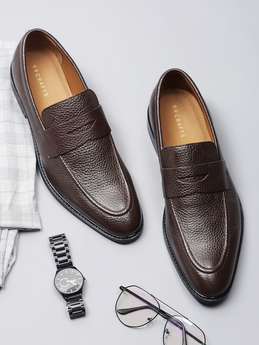 Buy 99CRAFTS Men Leather Formal Slip On Shoes - Formal Shoes for Men ...