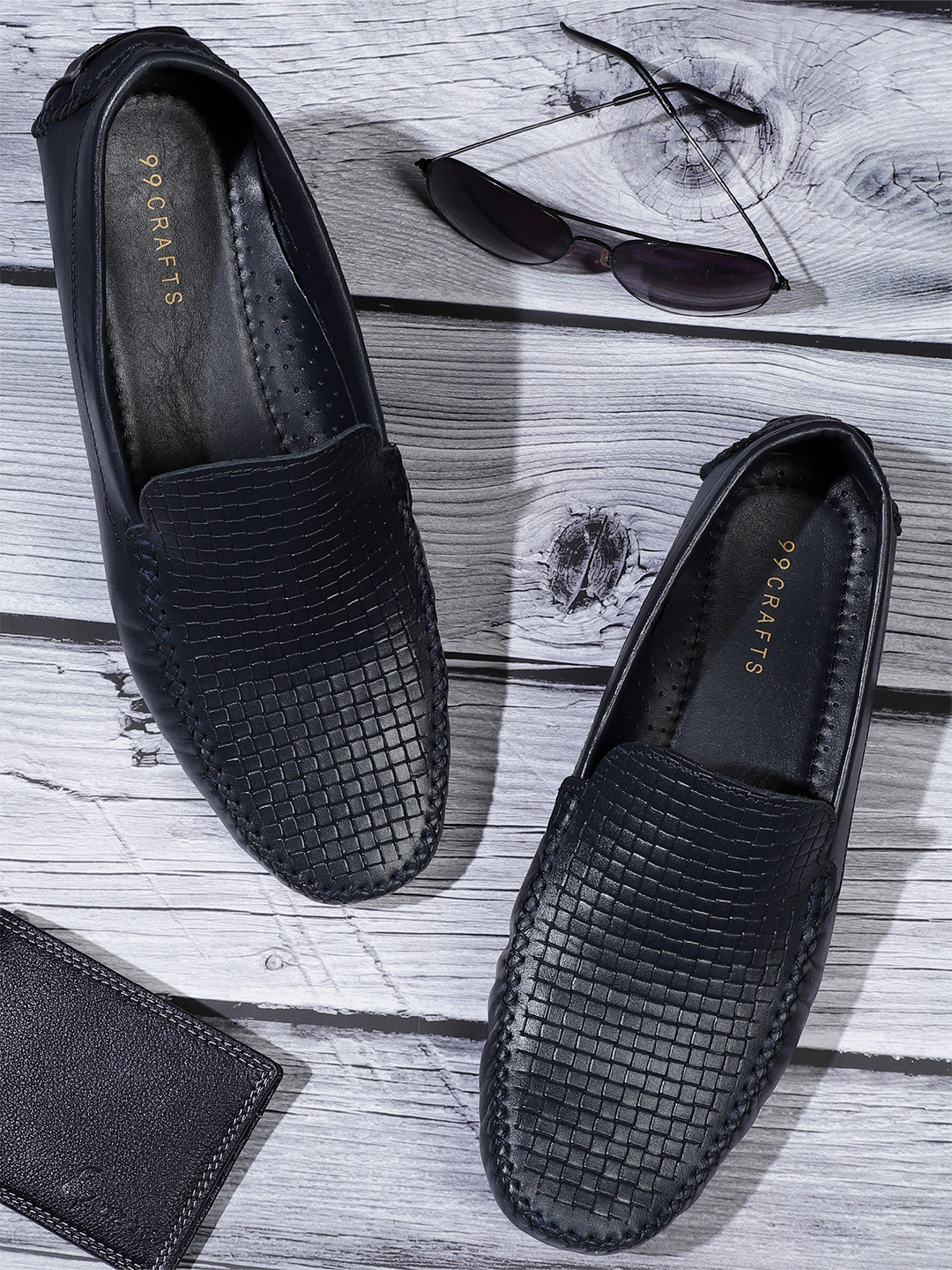 Buy 99CRAFTS Men Textured Leather Formal Loafers - Formal Shoes for Men ...