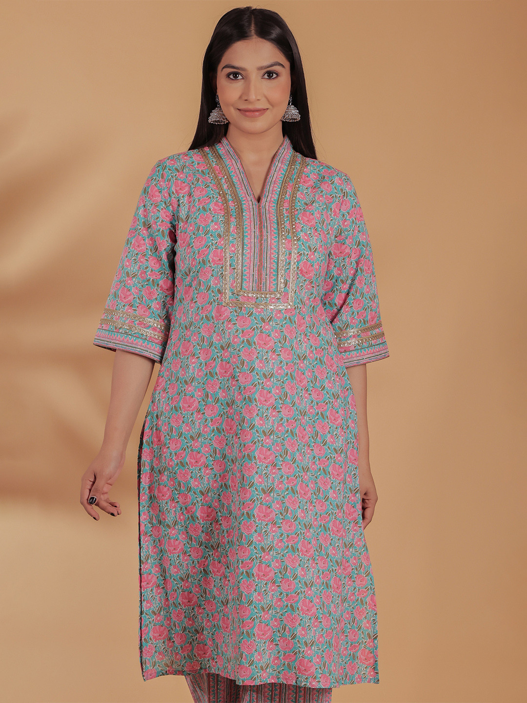 Buy Aramya Floral Printed Cotton Straight Kurta - Kurtas for Women ...