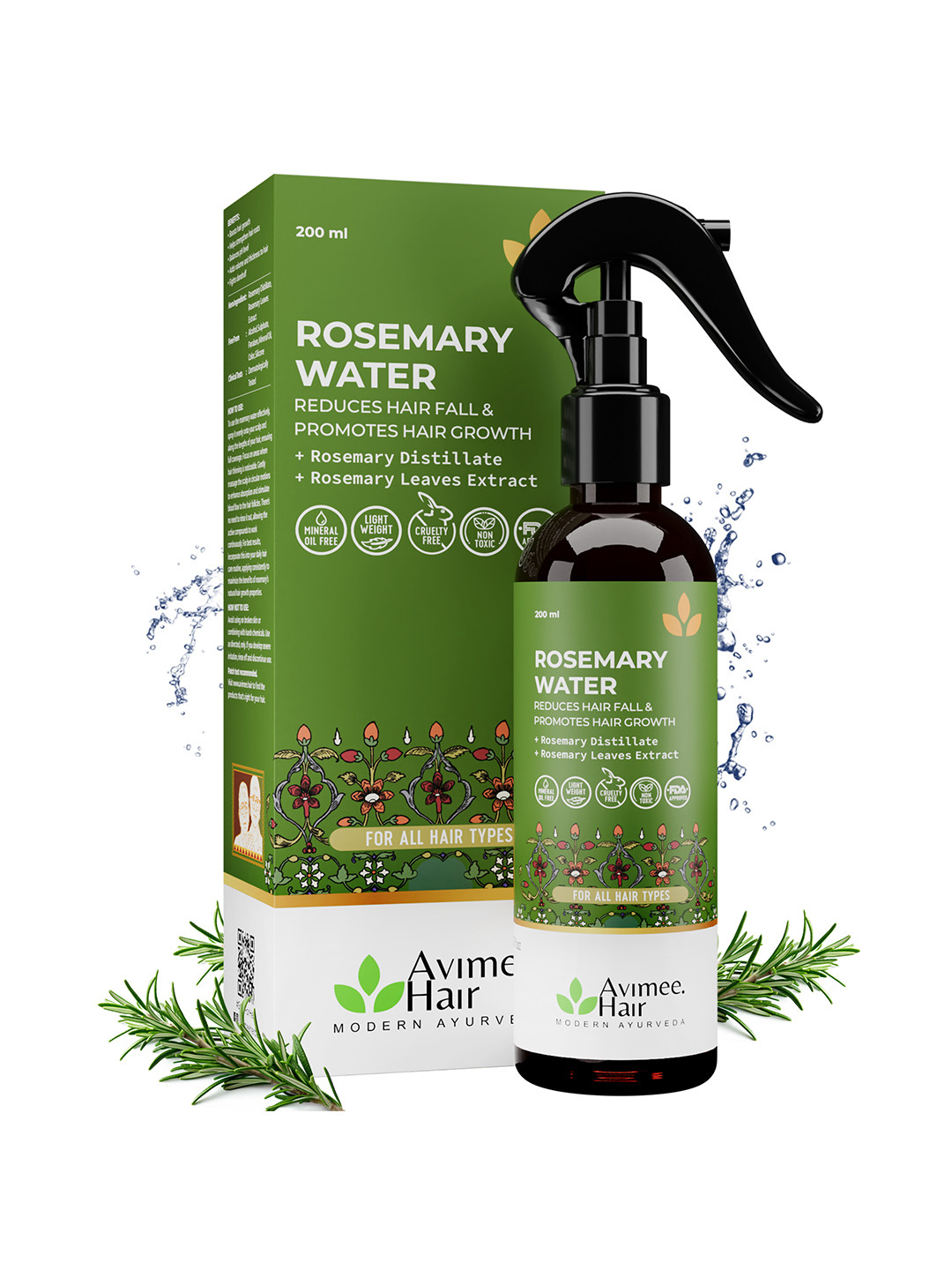 Buy Avimee Herbal Rosemary Water Hair Spray 200Ml - Hair Spray for ...