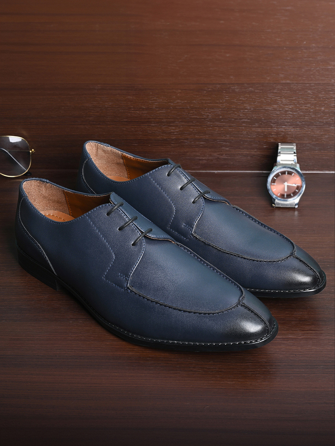 Buy LOUIS STITCH Men Prussian Blue Formal Lace Up Derby Shoes - Formal ...