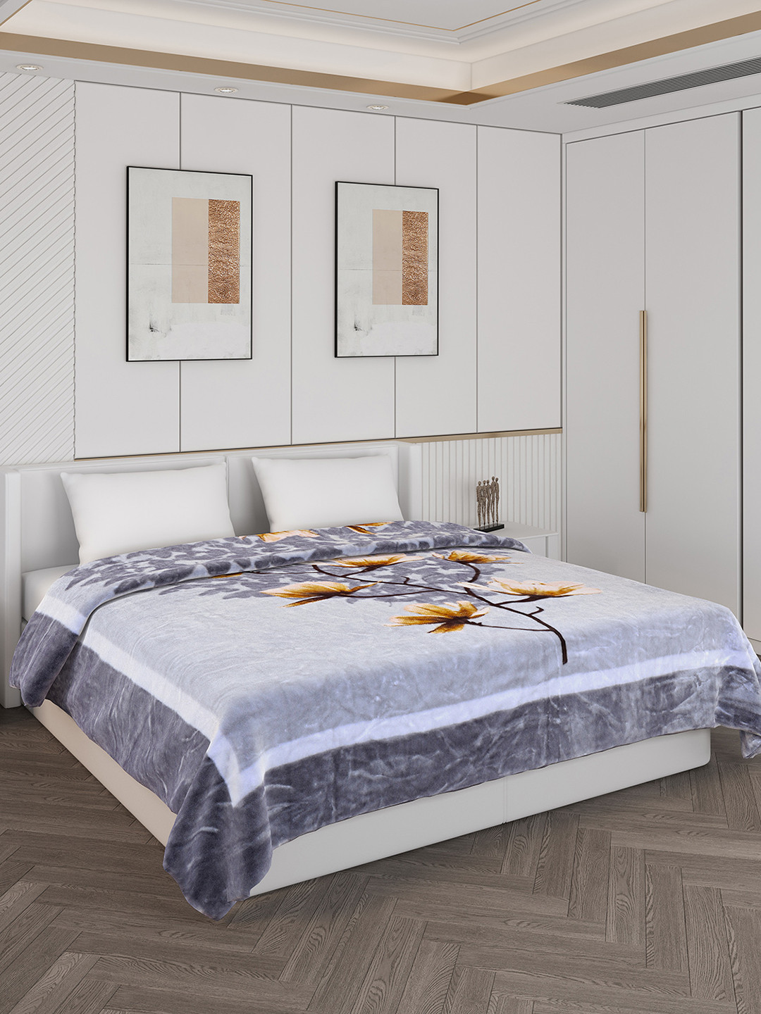 Buy Monte Carlo Purple Abstract Printed Mild Winter 600 GSM Double Bed ...