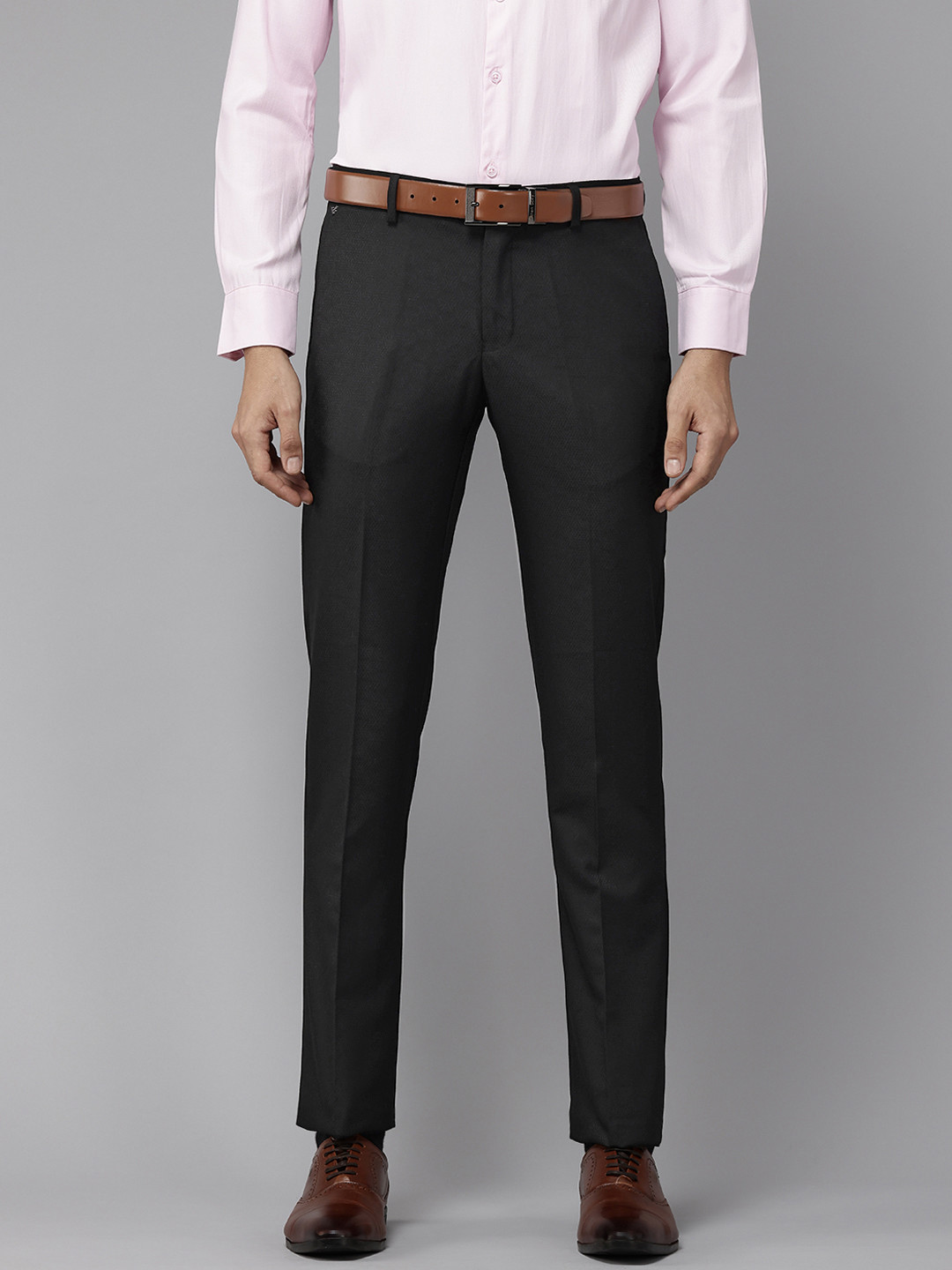 Buy Blackberrys Men Textured Slim Fit Formal Trousers - Trousers for ...