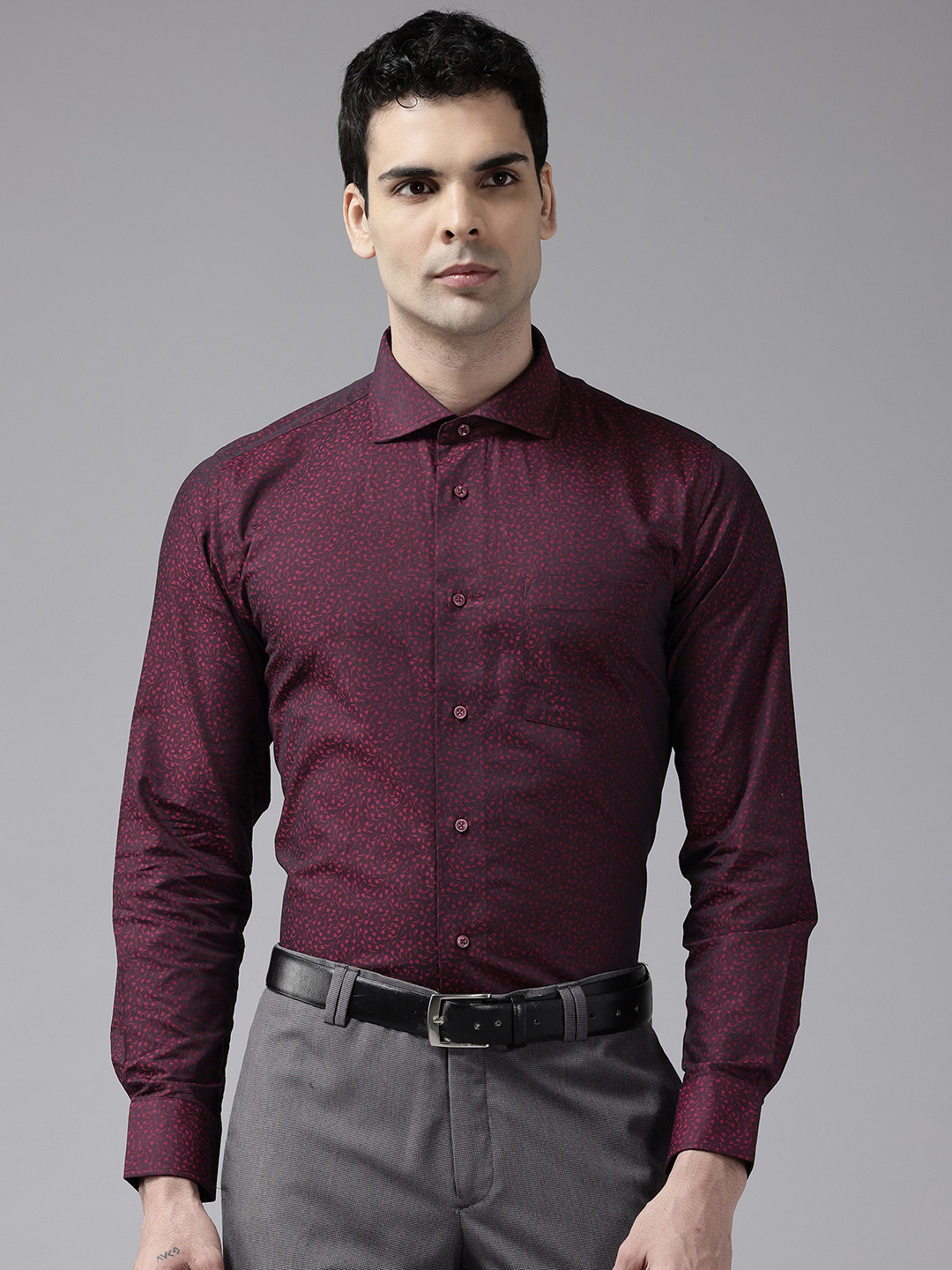 Buy Blackberrys Slim Fit Micro Ditsy Print Pure Cotton Formal Shirt ...