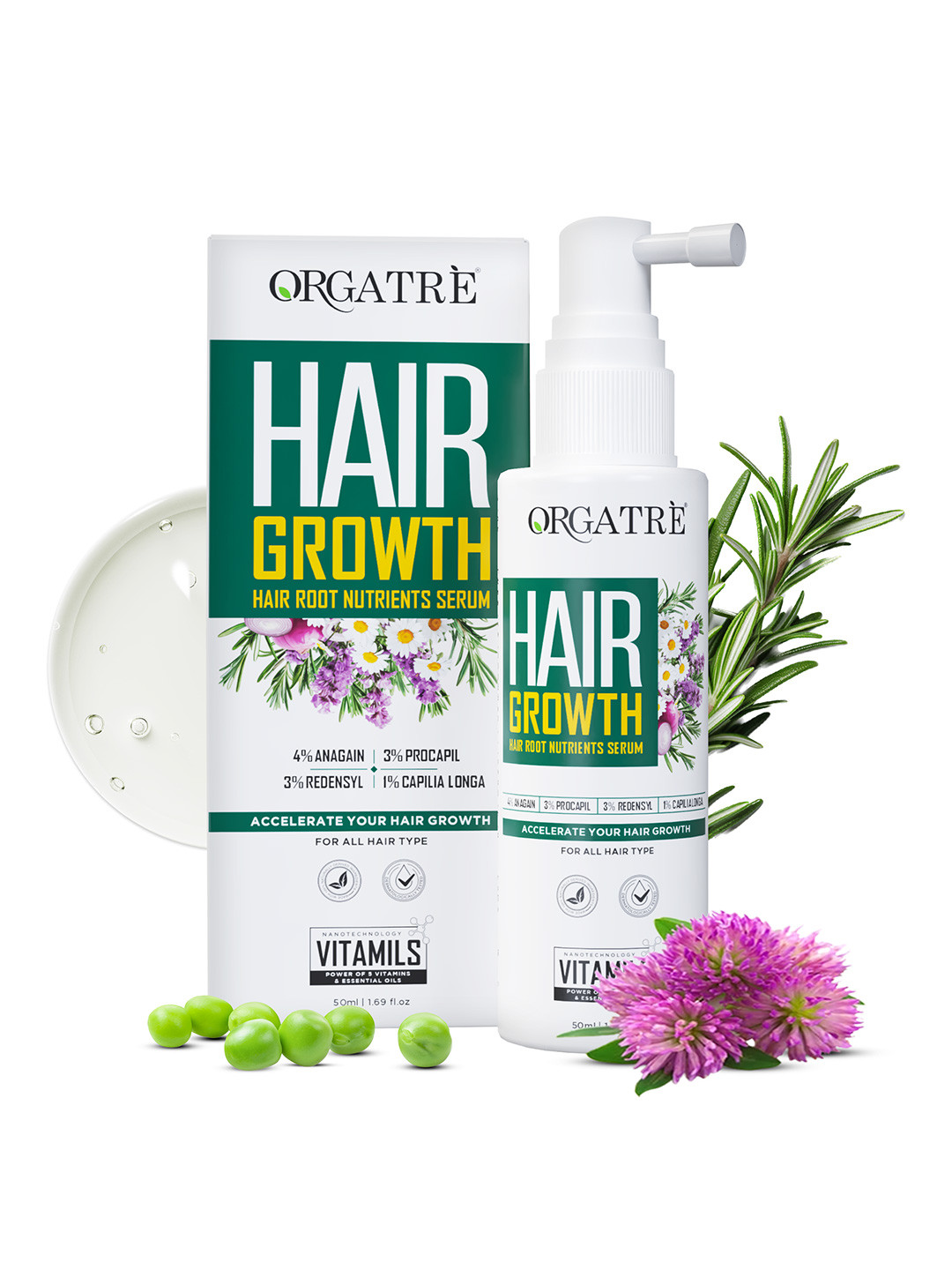 Buy Orgatre Hair Growth Nutrients Serum With Vitamin E & Rosemary Oil ...
