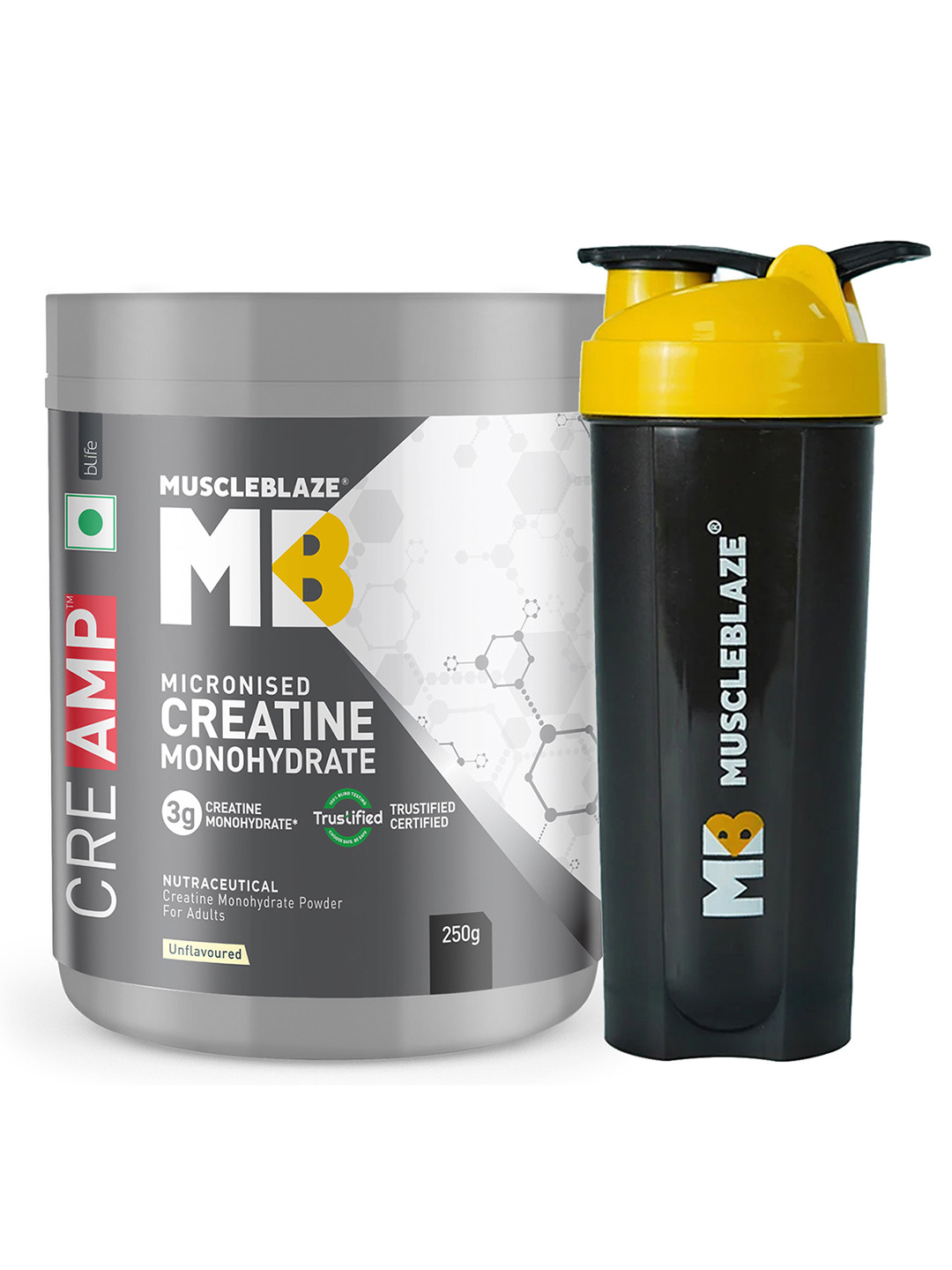 Buy MuscleBlaze Creatine Monohydrate Unflavoured CreAMP With CreAbsorb ...