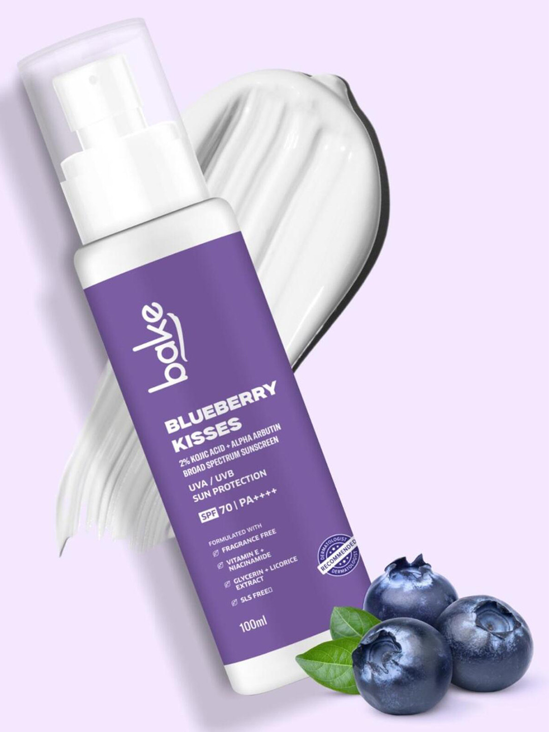 Buy BAKE Blueberry Kisses SPF 70 PA++++ Broad Spectrum Sunscreen 100 Ml ...