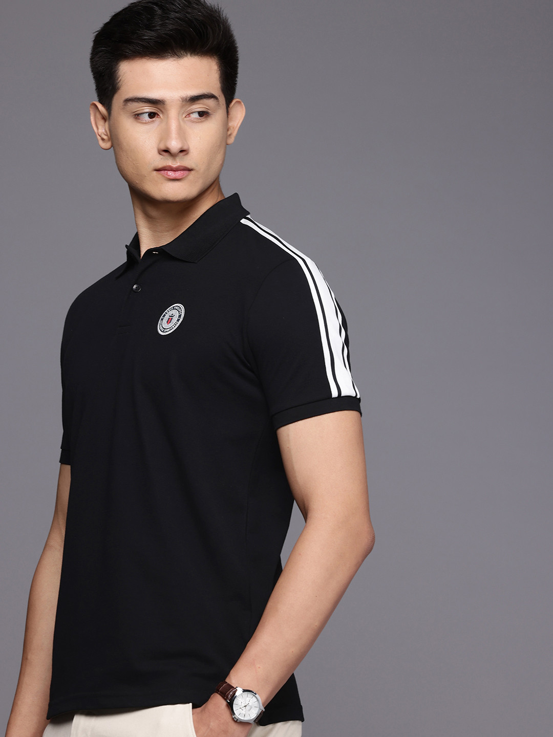 Buy Louis Philippe Sport Polo Collar Pure Cotton Slim Fit T Shirt ...