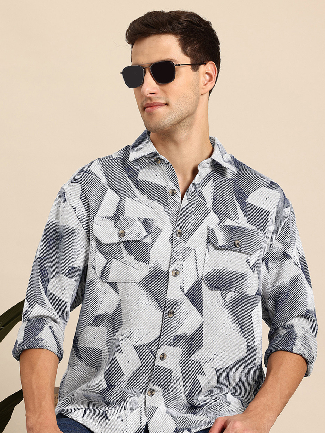 Buy Mast & Harbour Self Design Relaxed Casual Shackets - Shackets for ...