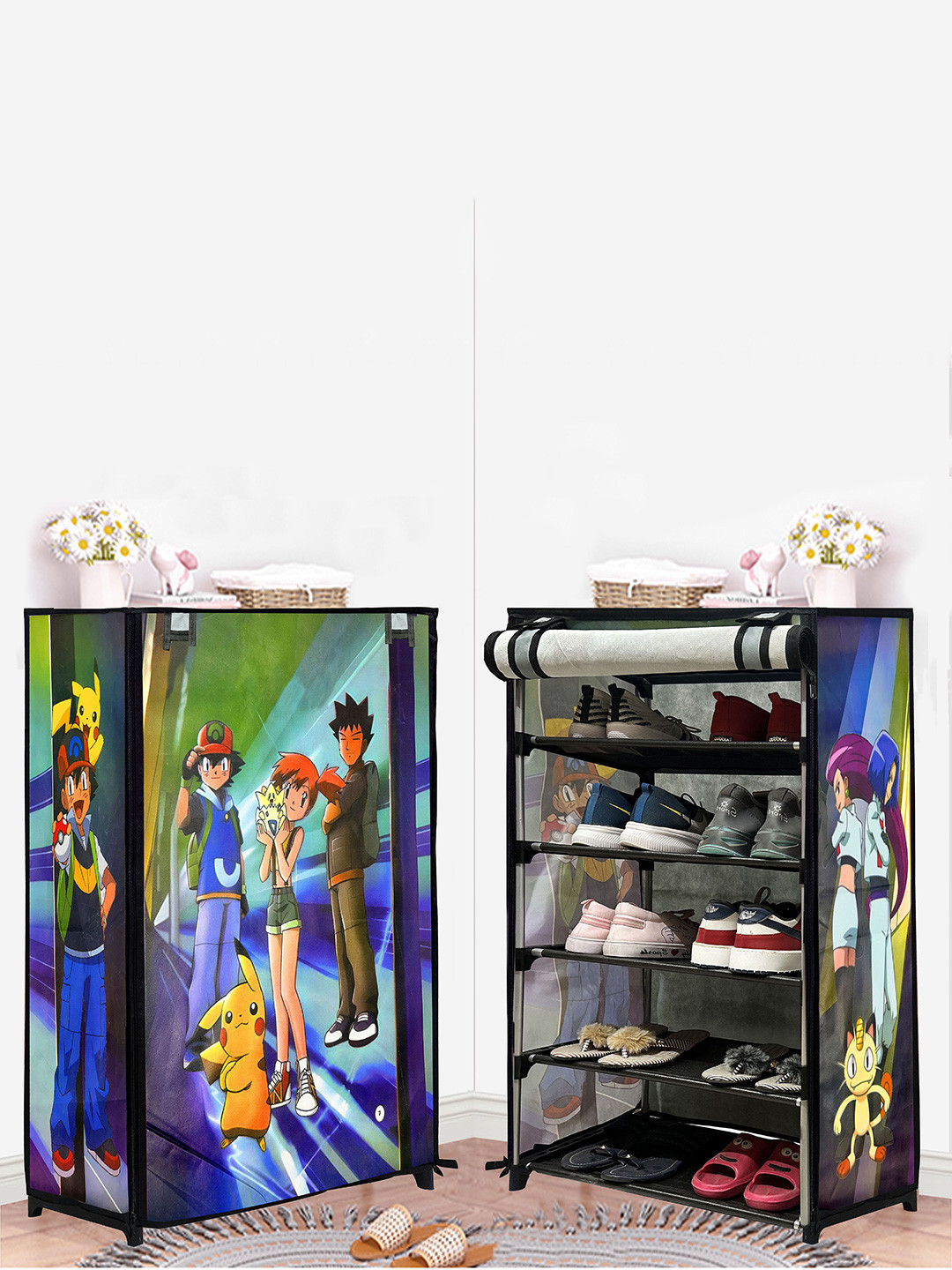 Buy Urban Choice Grey & Blue Printed 5 Tier Rectangle Shoe Rack - Racks ...