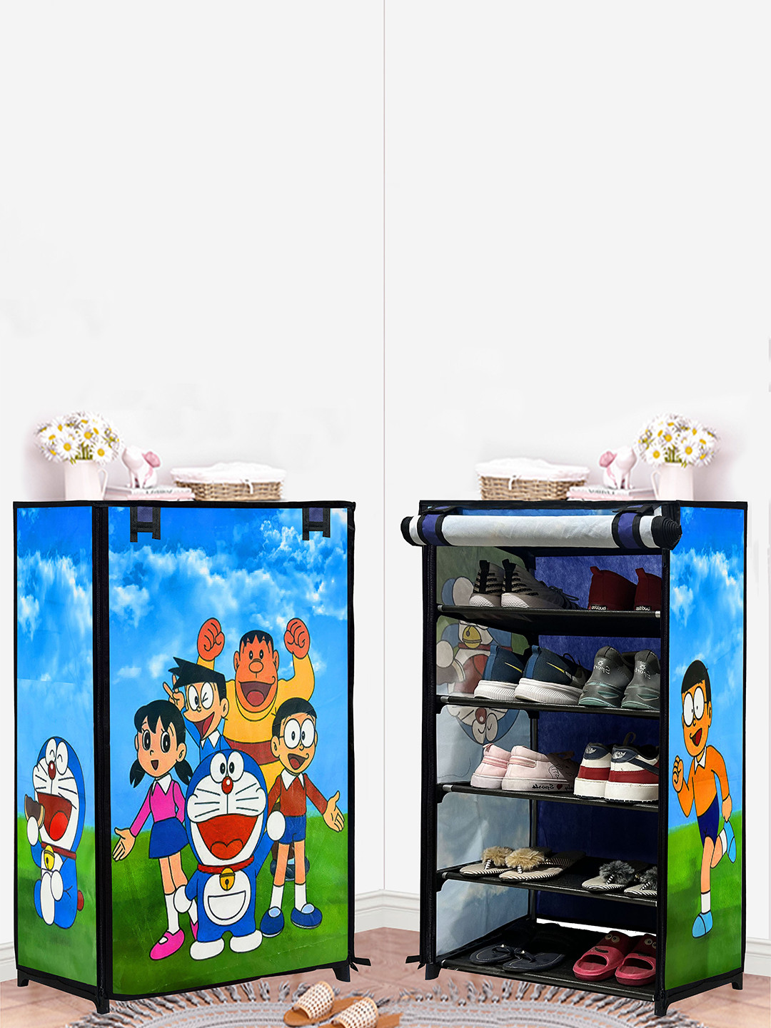 Buy Urban Choice Blue & Black 5 Tier Rectangle Shoe Rack - Racks And ...