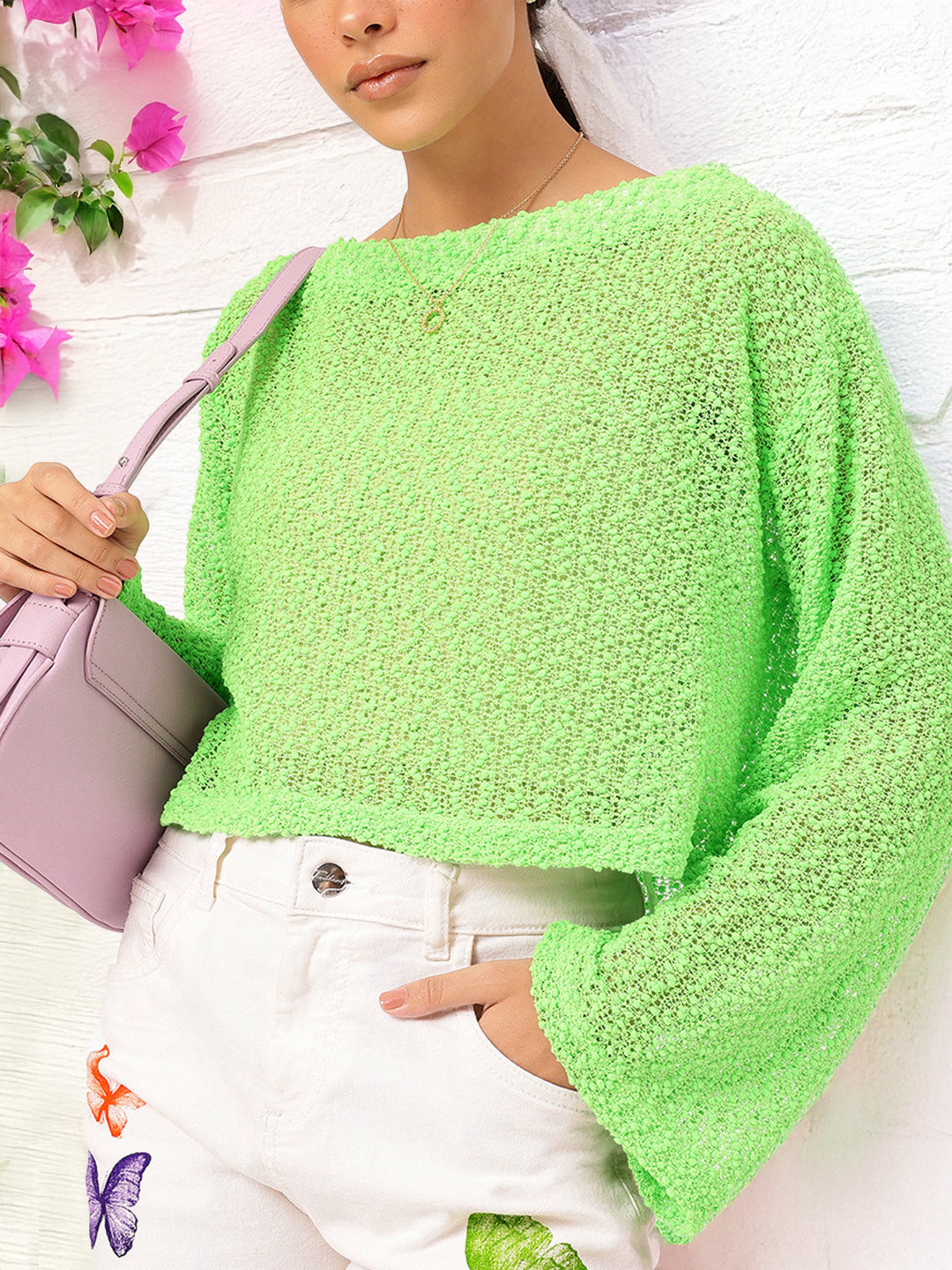 Buy DressBerry Boucle Paradise Semi Sheer Boxy Top - Tops for Women ...