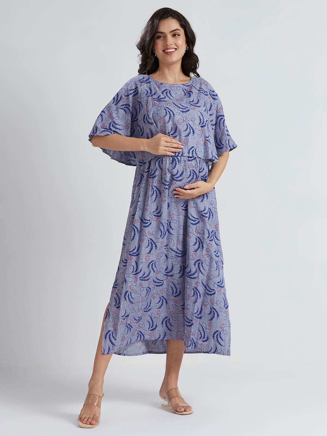 Buy DUMMY SHAPE Women Maternity Maxi Dress With Attached Feeding Cape ...