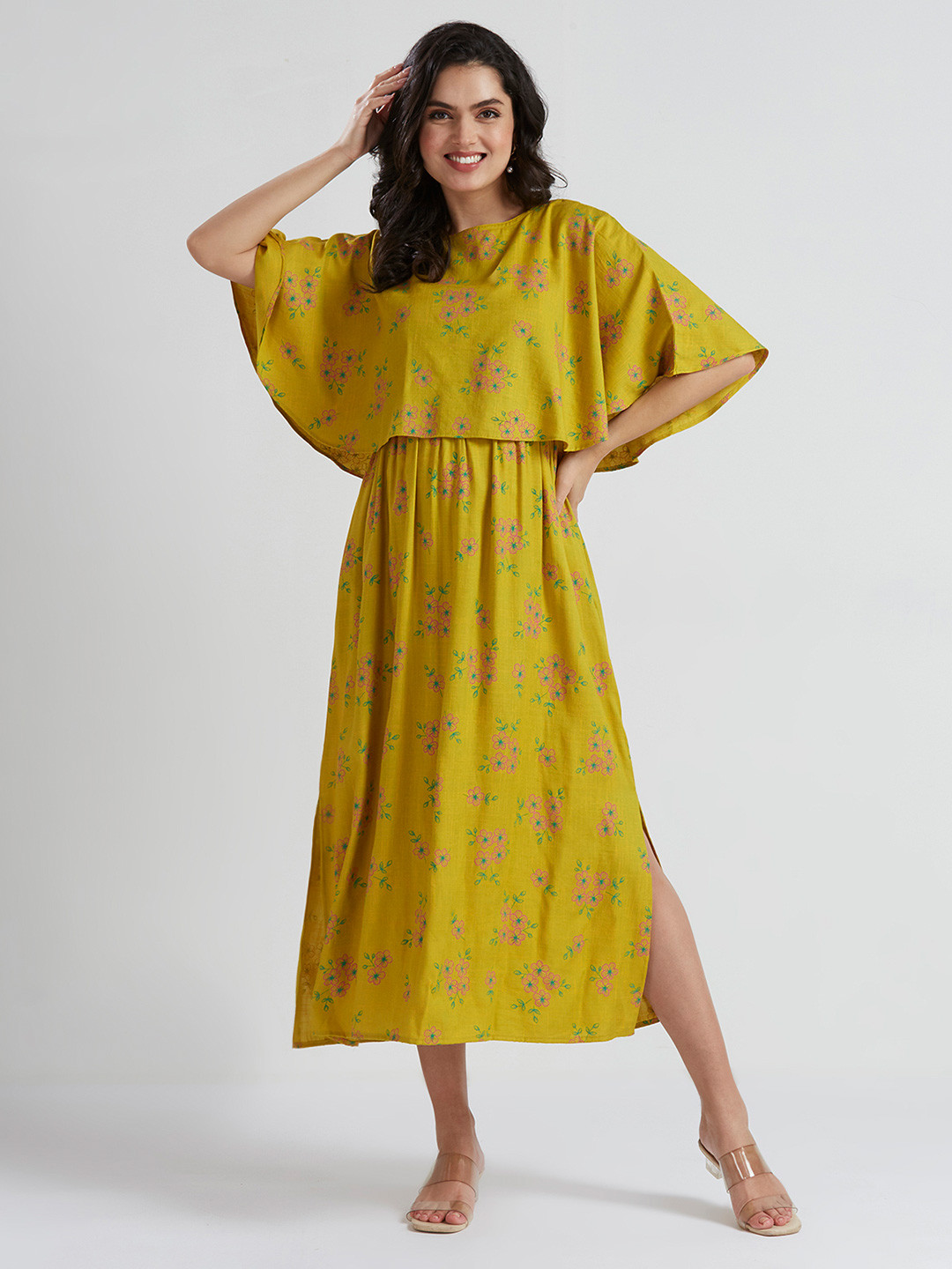 Buy DUMMY SHAPE Women Maternity Maxi Dress With Attached Feeding Cape ...