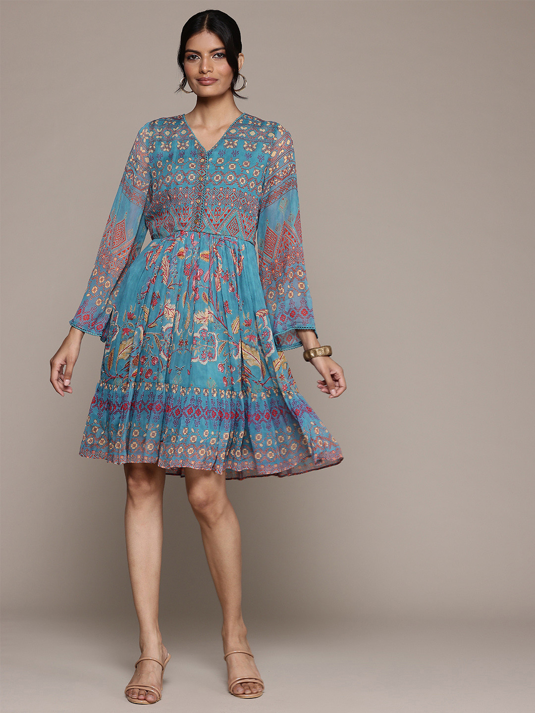 Buy Aarke Ritu Kumar Print Chiffon Fit & Flare Dress - Dresses for ...