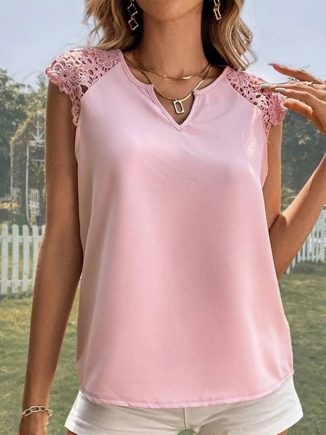 Buy HERE&NOW Notched Round Neck Solid Top - Tops for Women 30553598 ...