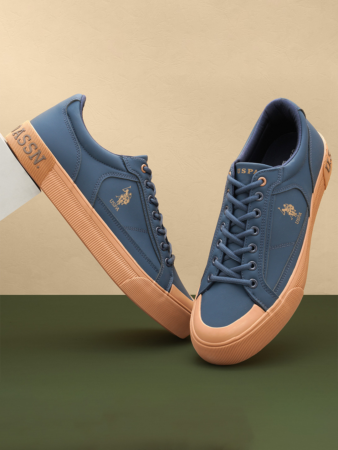 Buy U.S. Polo Assn. RUBEN Men Colourblocked PU Lace Ups Sneakers ...