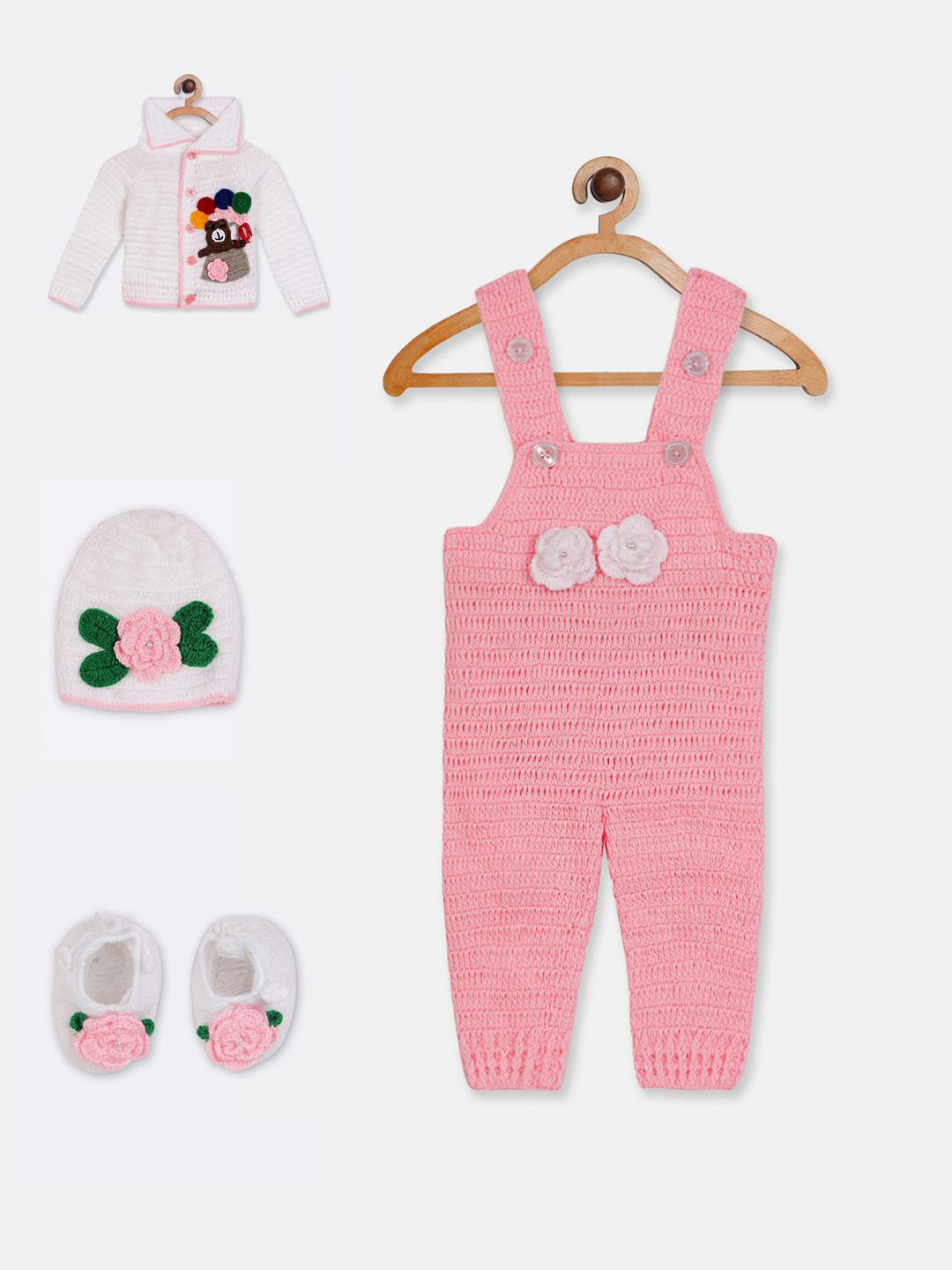 Buy CHUTPUT Kids Pure Woollen Self Design Dungaree With White Sweater ...
