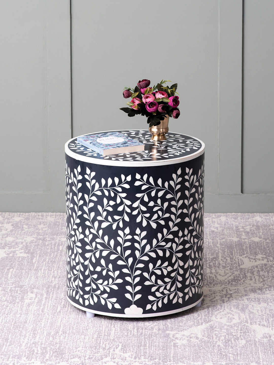 Buy Nestroots Black & White Wooden Textured Side Coffee Table - Coffee ...