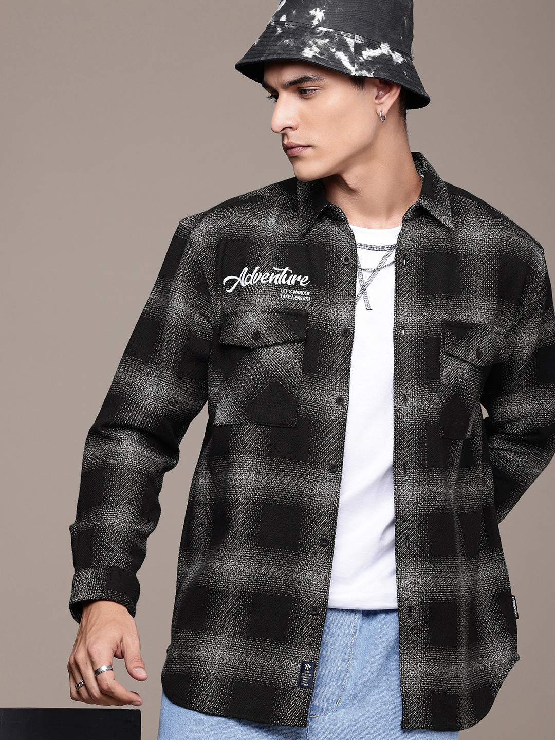 Buy The Roadster Life Co. Checked Relaxed Fit Casual Shacket - Shackets ...