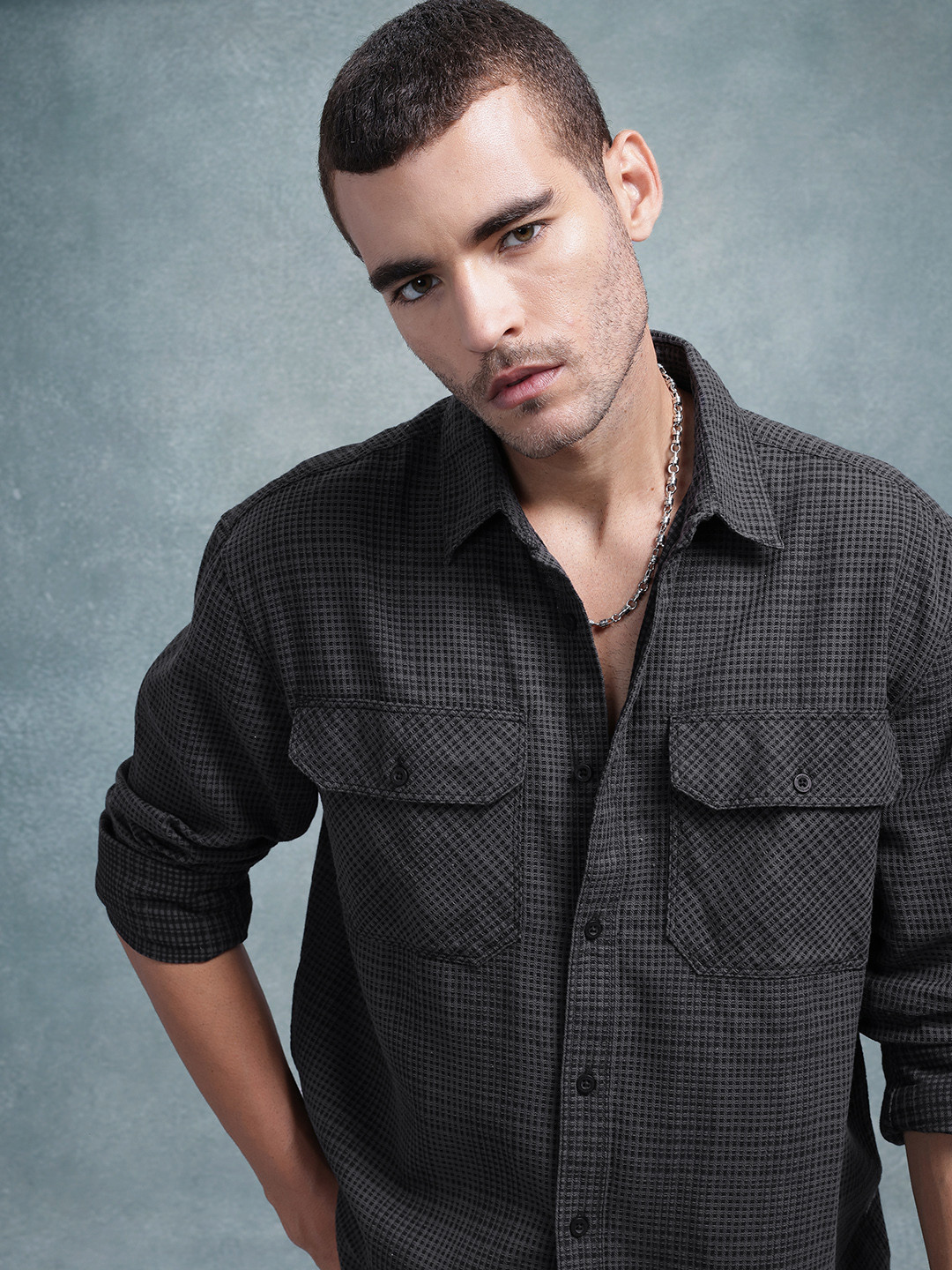 Buy The Roadster Life Co. Pure Cotton Checked Drop Shoulder Sleeves Relaxed Fit Casual Shirt ...