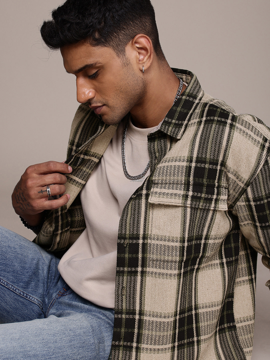 Buy The Roadster Life Co. Checked Relaxed Fit Casual Shacket - Shackets ...