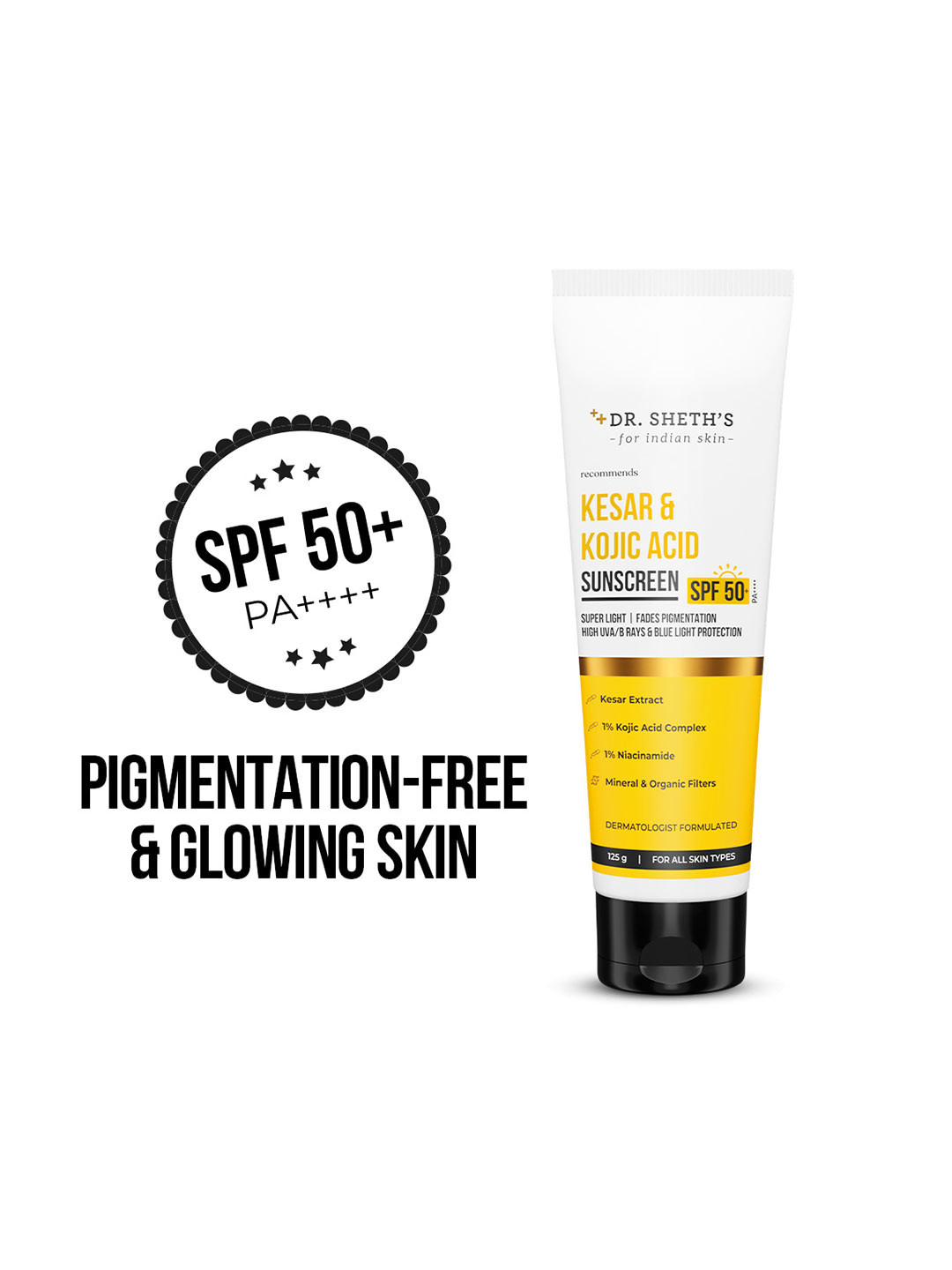 Buy DR. SHETHS Kesar & Kojic Acid With Mineral Oils Sunscreen SPF50+ PA ...
