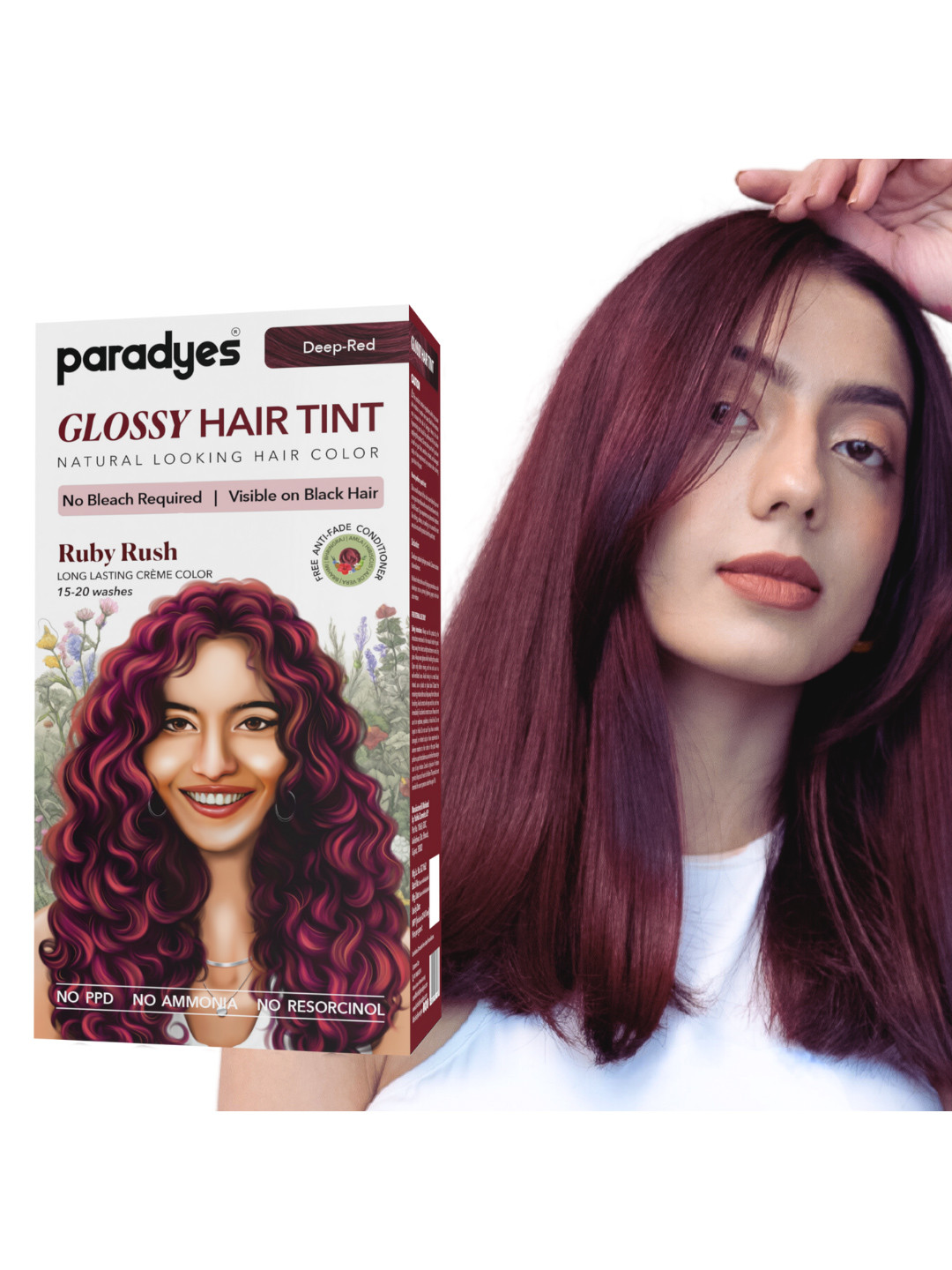 Buy Paradyes Semi Permanent Creme Glossy Tint Hair Color 160g Ruby Rush ...