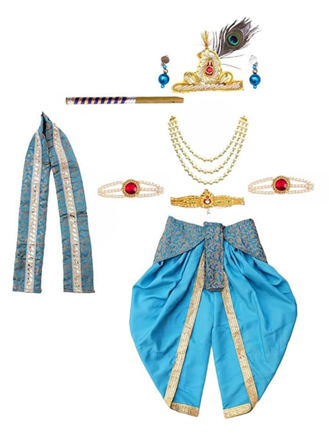 Buy Itsmycostume Boys Krishna Dress Costume Set With Accessories ...