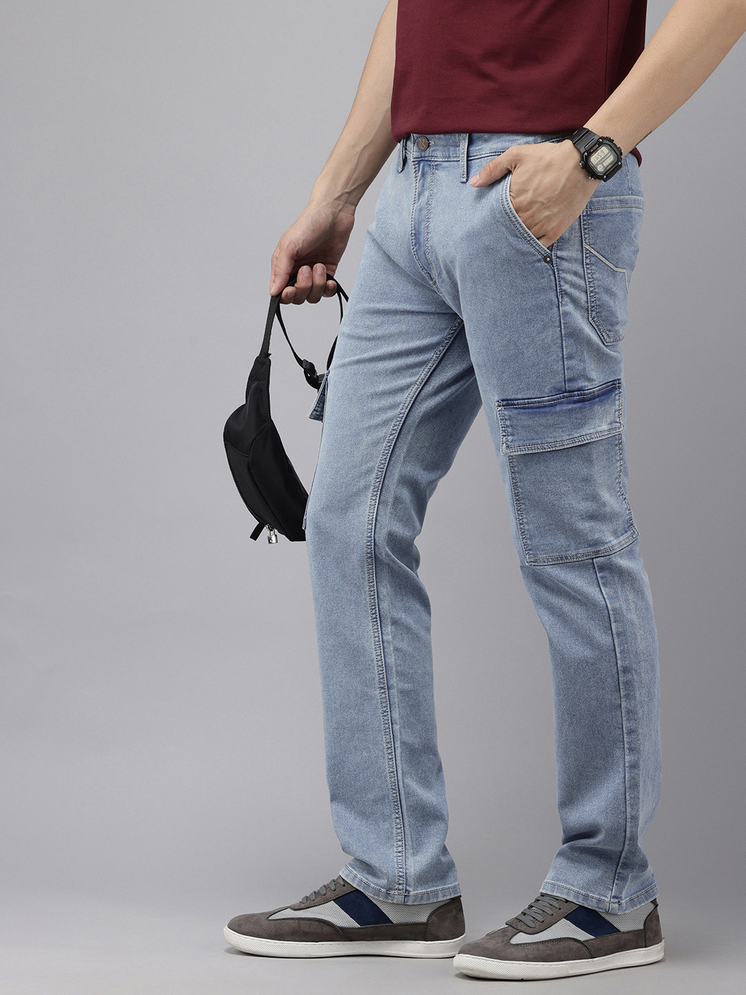 Buy Pepe Jeans Men Straight Fit Light Fade Cargo Stretchable Jeans ...