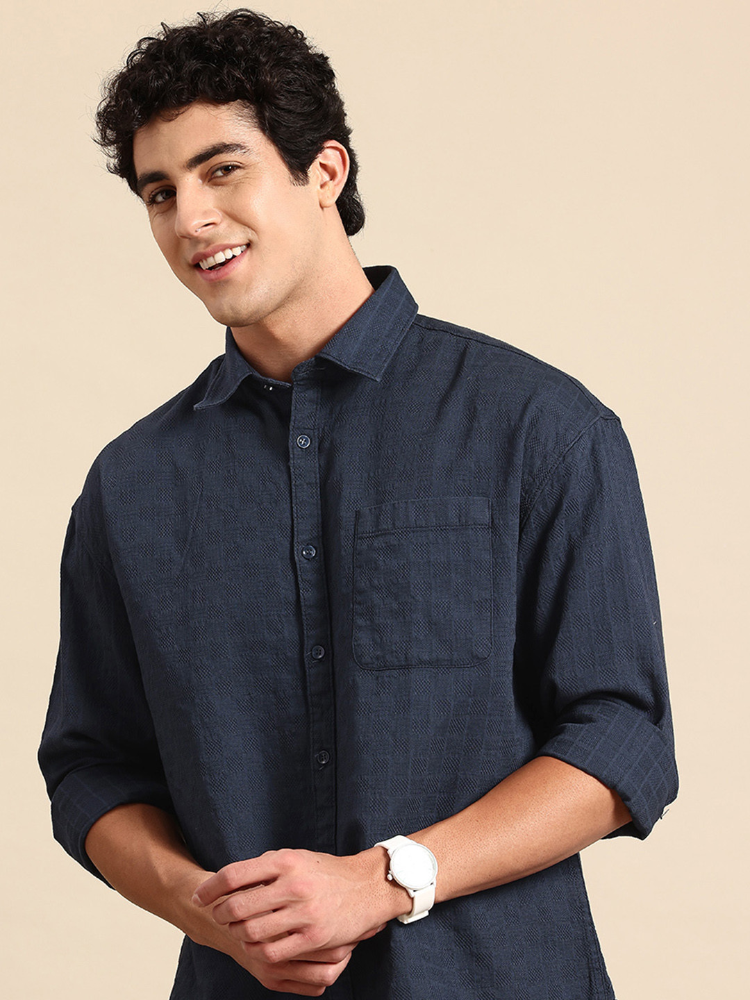 Buy Mast & Harbour Cotton Self Design Casual Relaxed Fit Shirt - Shirts ...