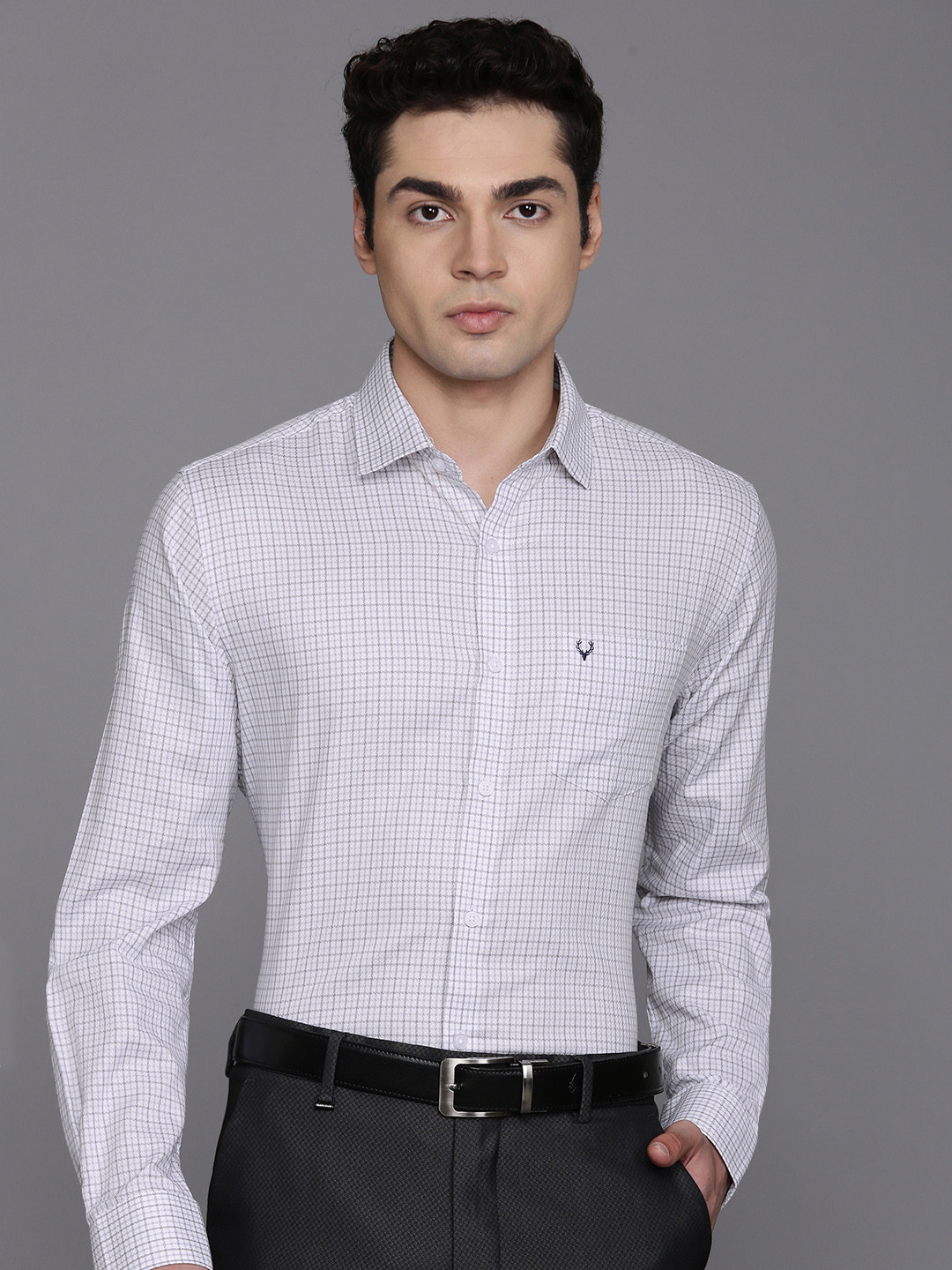 Buy Allen Solly Pure Cotton Sport Fit Checked Opaque Formal Shirt ...