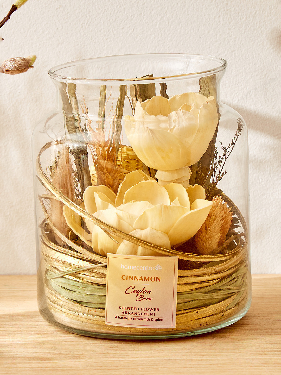 Buy Home Centre Redolence Yellow & Transparent Dried Flowers Jar ...