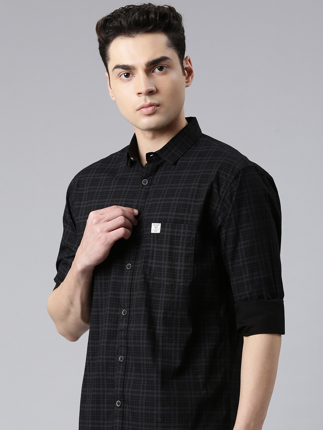 Buy Majestic Man Comfort Slim Fit Opaque Checked Pure Cotton Casual ...