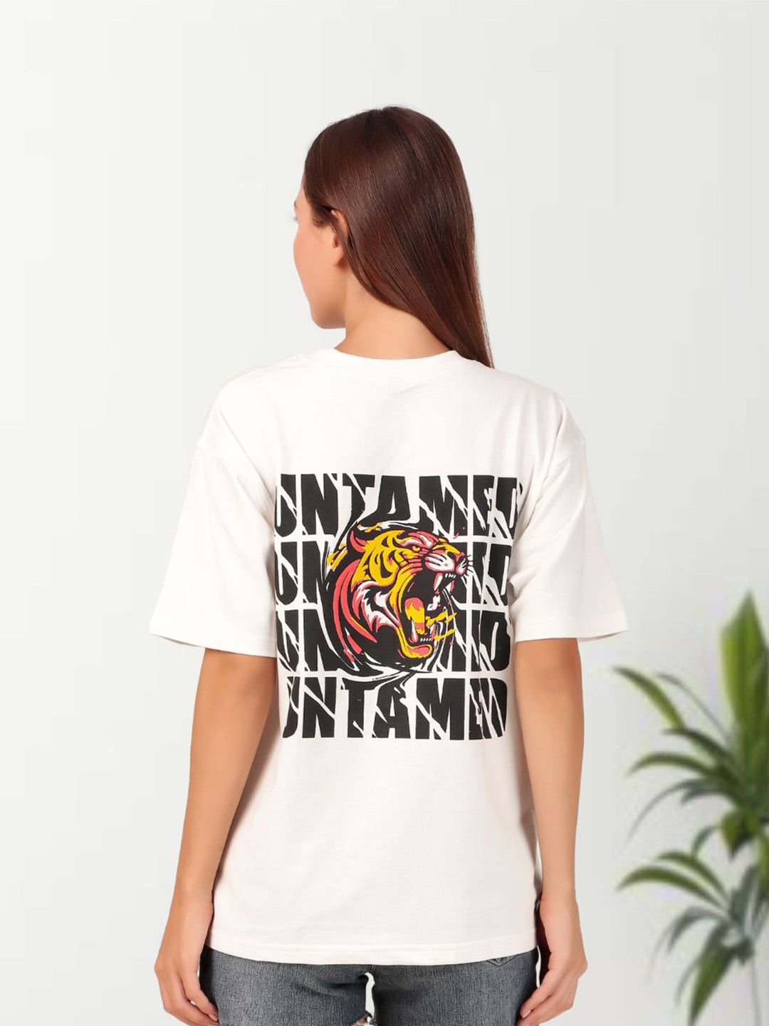 Buy Untamed Clothing Women Graphic Printed Round Neck Cotton Oversized ...