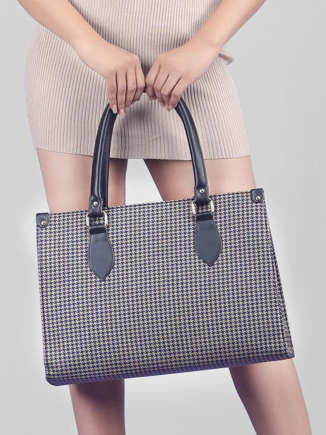 Buy ALL ABOUT HER Checked Structured Tote Bag With Tasselled - Handbags ...