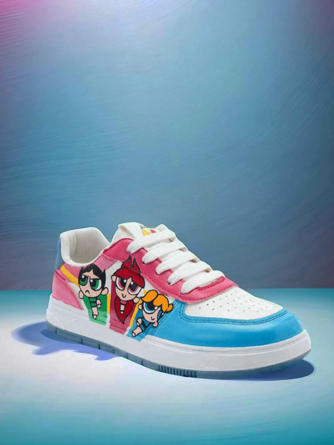 Buy Colour Kicks Women Power Puff Lace Ups Handpainted Sneakers ...