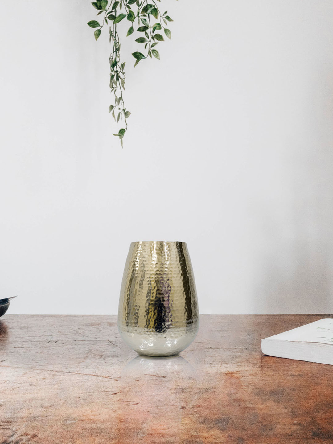 Buy House Of Sajja Gold Toned Hammerred Small Metal Flower Vase - Vases ...