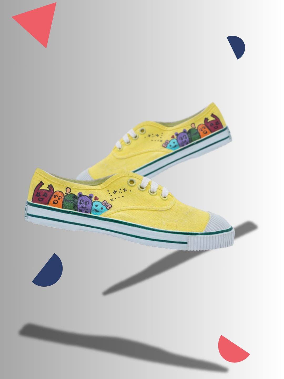 Buy Colour Kicks Women 5 Carry Yellow Handpainted Sneakers - Casual ...