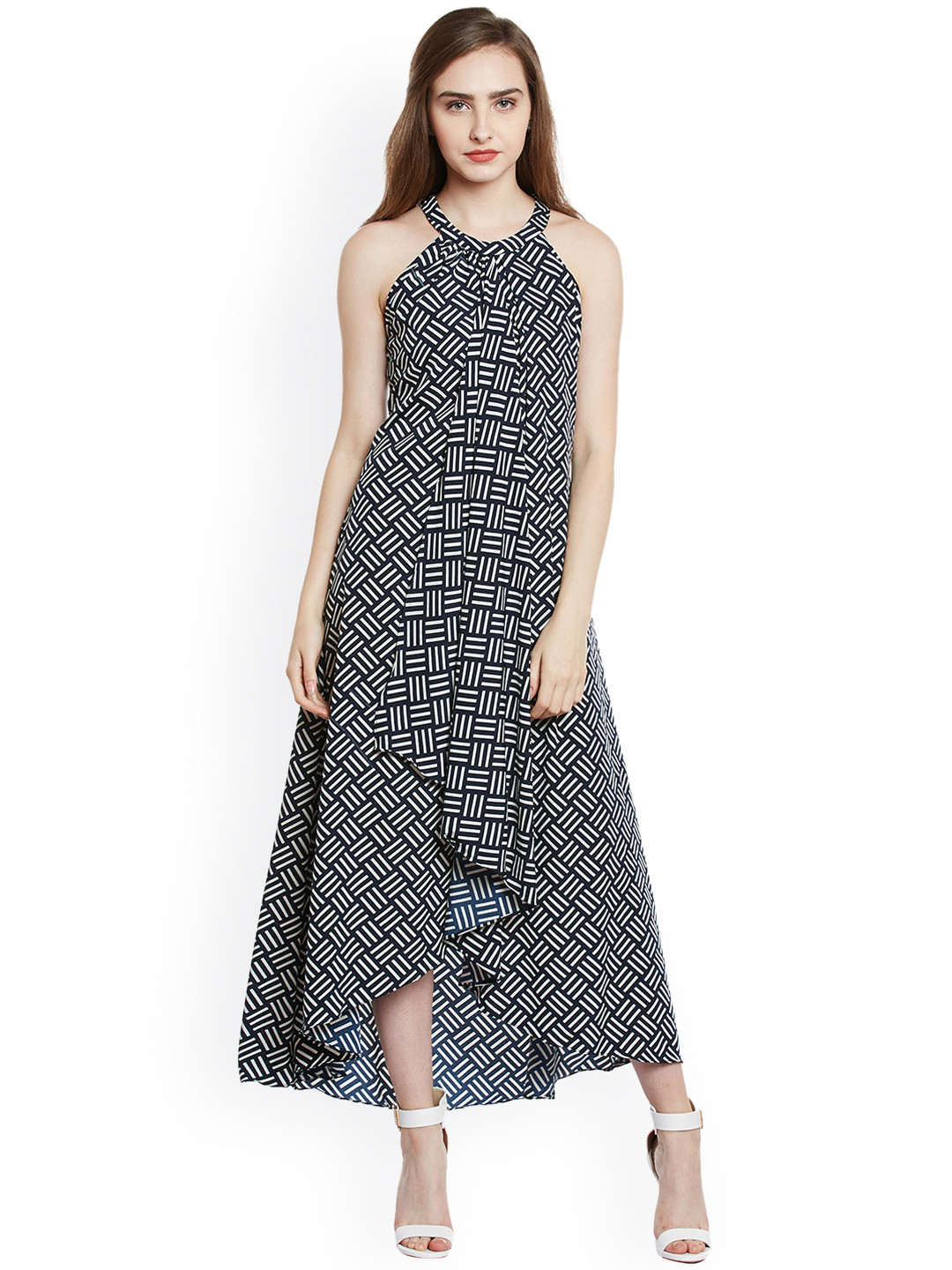 Buy TRENDY DIVVA Women Black Printed A Line Dress - Dresses for Women ...