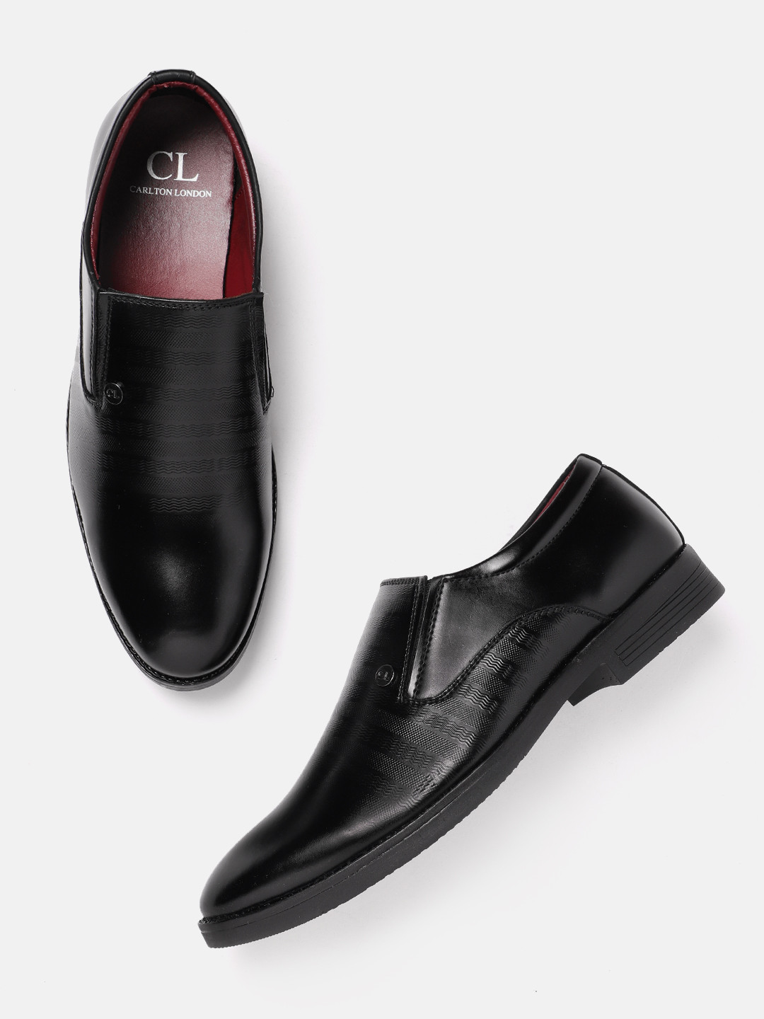 Buy Carlton London Men Textured Formal Slip On Shoes - Formal Shoes for ...