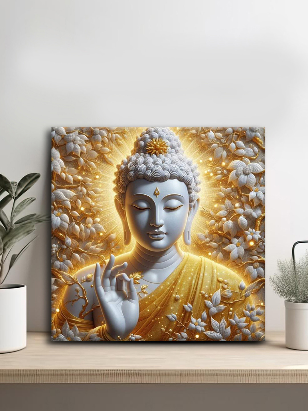 Buy OLIVE TREE Gold Toned & Off White Canvas Religious Wall Art - Wall ...